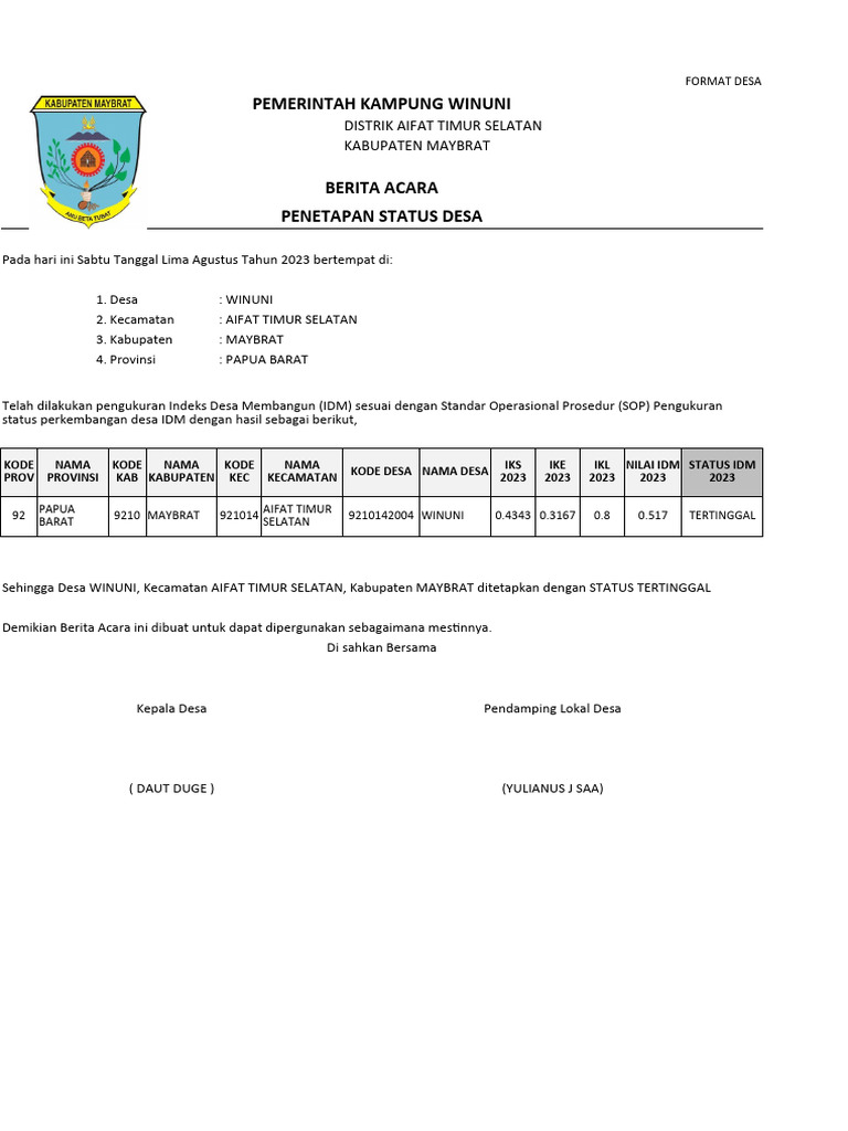 TEMPLATE Bap Idm | PDF