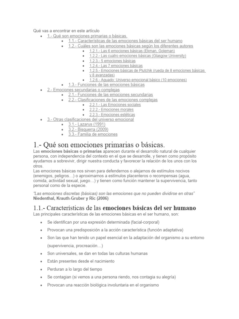 Todo Sobre Las Emociones Pdf Las Emociones Experiencia Subjetiva