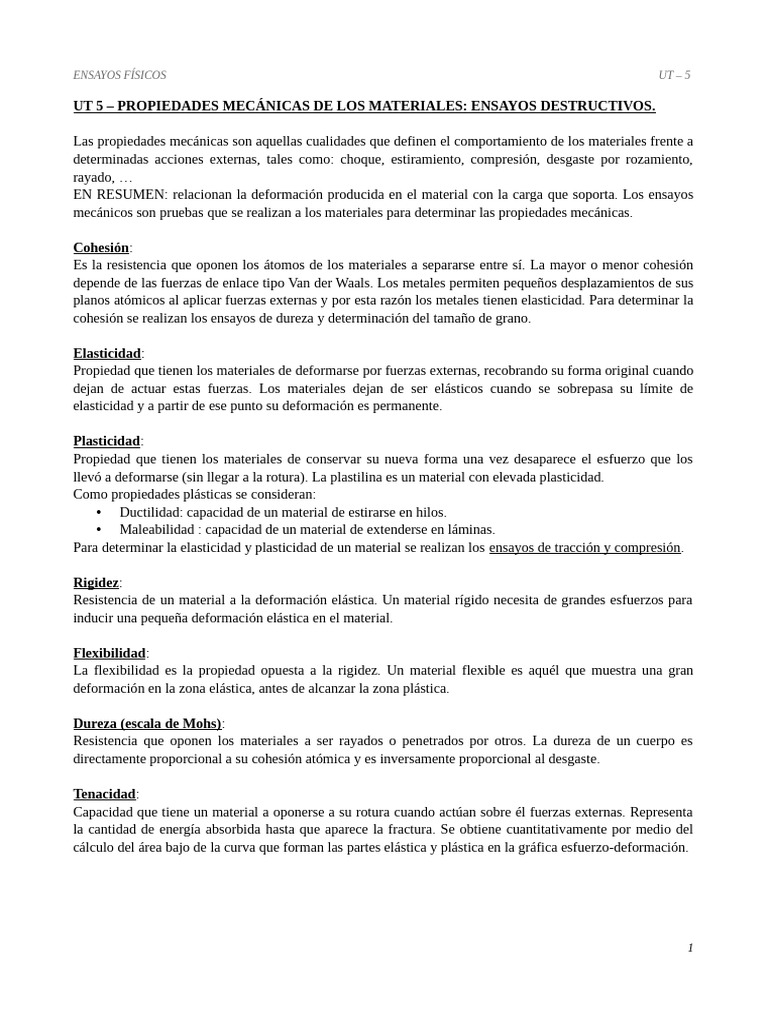 Ut5 Ensayos Destructivos-1 | PDF | Deformación (ingeniería) | Dureza
