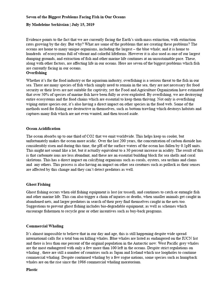 Seven of The Biggest Problems Facing Fish in Our Oceans | PDF | Coral ...