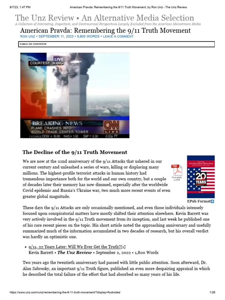 Ron Unz American Pravda Remembering The 9 11 Truth Movement | PDF ...