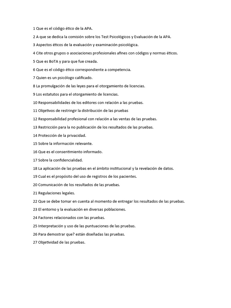 Que es el código ético de la APA | PDF | Psicólogo | Evaluación
