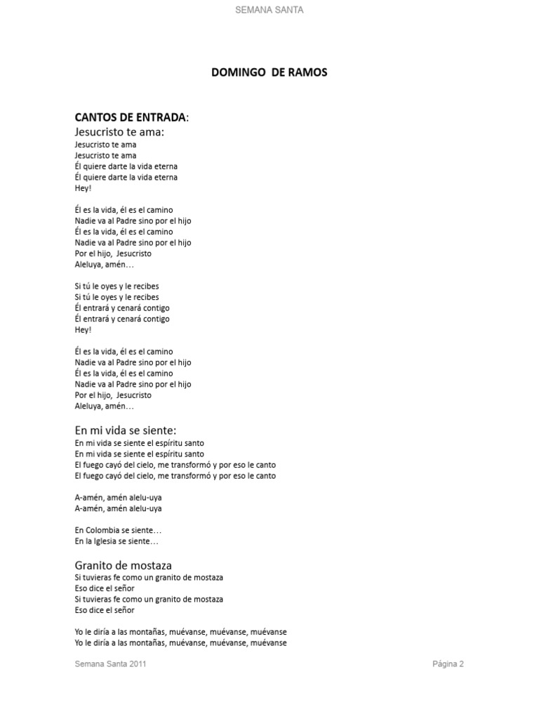Cantos y Himnos para Domingo de Ramos | PDF | Cristo (título ...