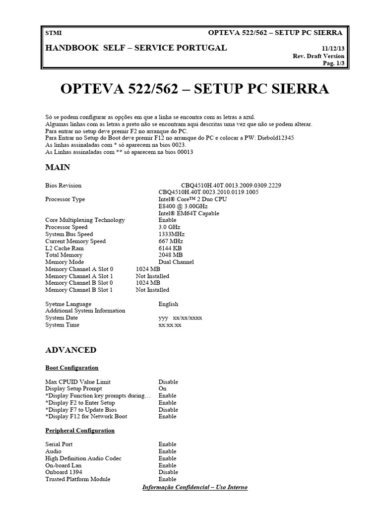 OPTEVA 522-562 - SETUP PC SIERRA REV Draft Version - STMI | PDF ...