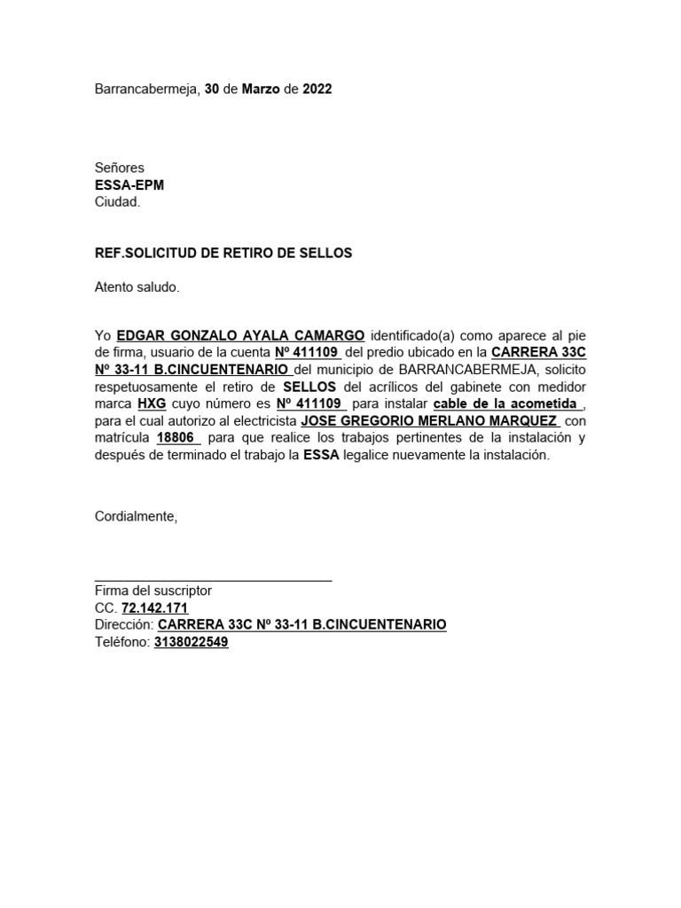 Solicitud de Retiro de Sellos | PDF