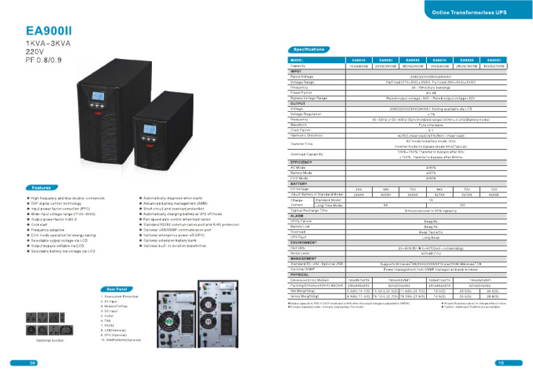Ficha Tecnica Ea900ii 1-3kva | PDF