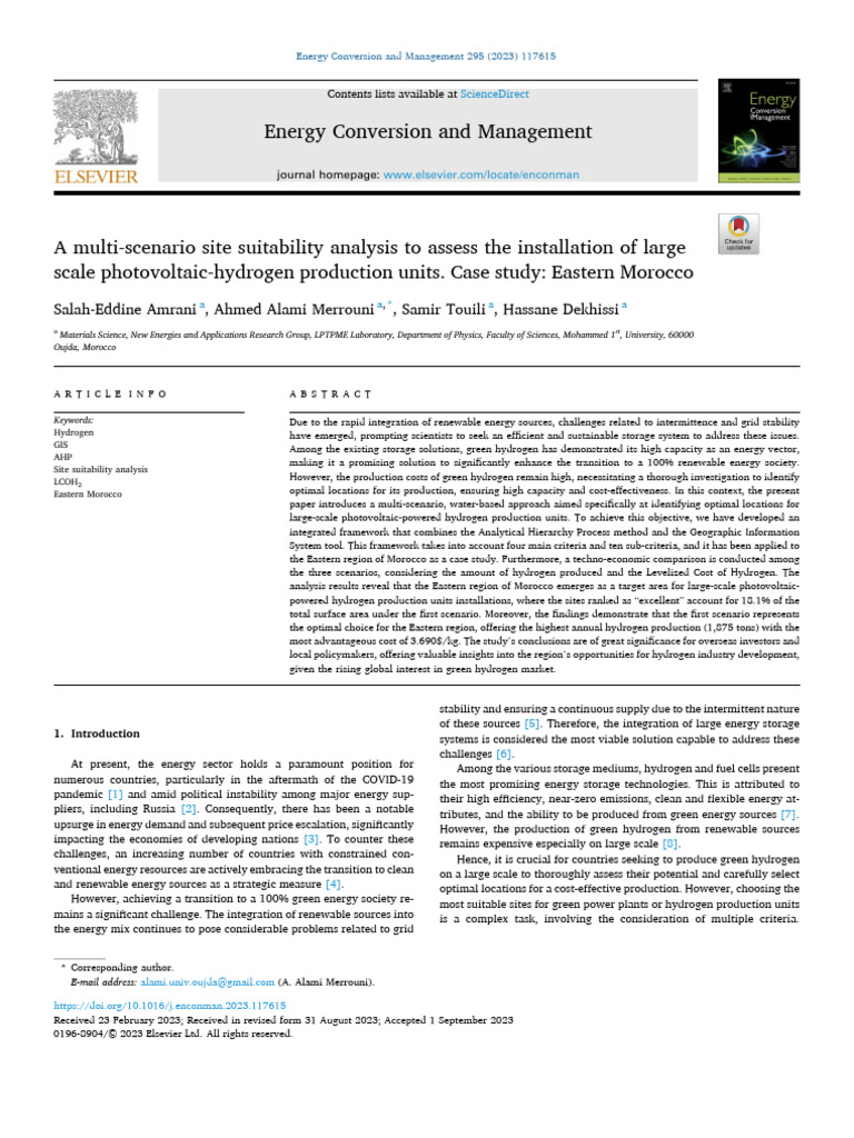 Energy Conversion and Management: Salah-Eddine Amrani, Ahmed Alami ...