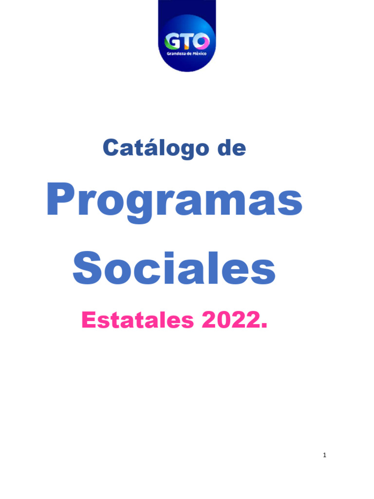 Catálogo de Programas Sociales Estatales 2022, GUANAJUATO | PDF | Saneamiento | Desarrollo ...