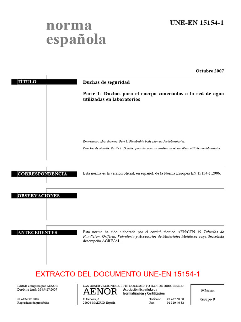 Duchas de seguridad en laboratorios | PDF