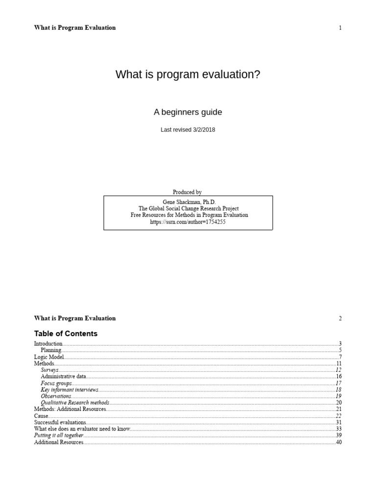 What Is Program Evaluation | Download Free PDF | Program Evaluation ...