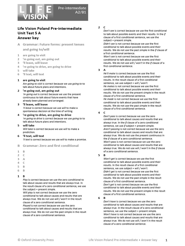 Lif Vis Pol Preint Unit 5a Answer Key | PDF | Sentence (Linguistics ...