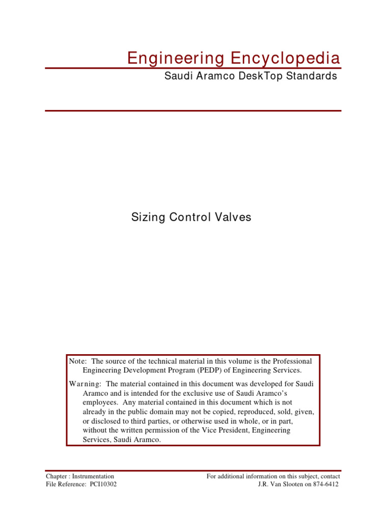PCI10302, Sizing Control Valves | PDF | Fluid Dynamics | Valve