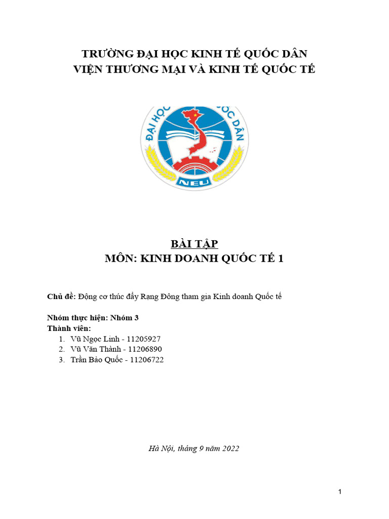 NHÓM 3 - KDQT1 ĐỘNG CƠ THÚC ĐẨY RẠNG ĐÔNG THAM GIA KDQT | PDF