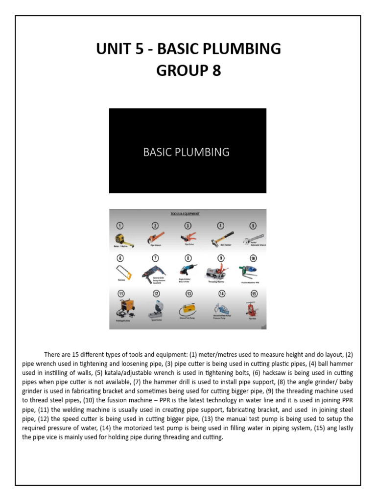 Basic Plumbing Written | PDF | Plumbing | Pipe (Fluid Conveyance)