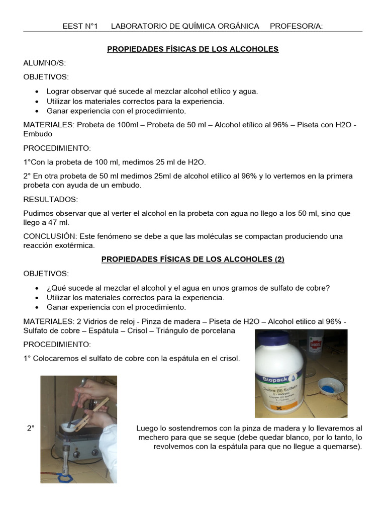 Informe de Alcoholimetría (Alcoholes) | PDF | Etanol | Propiedades del agua