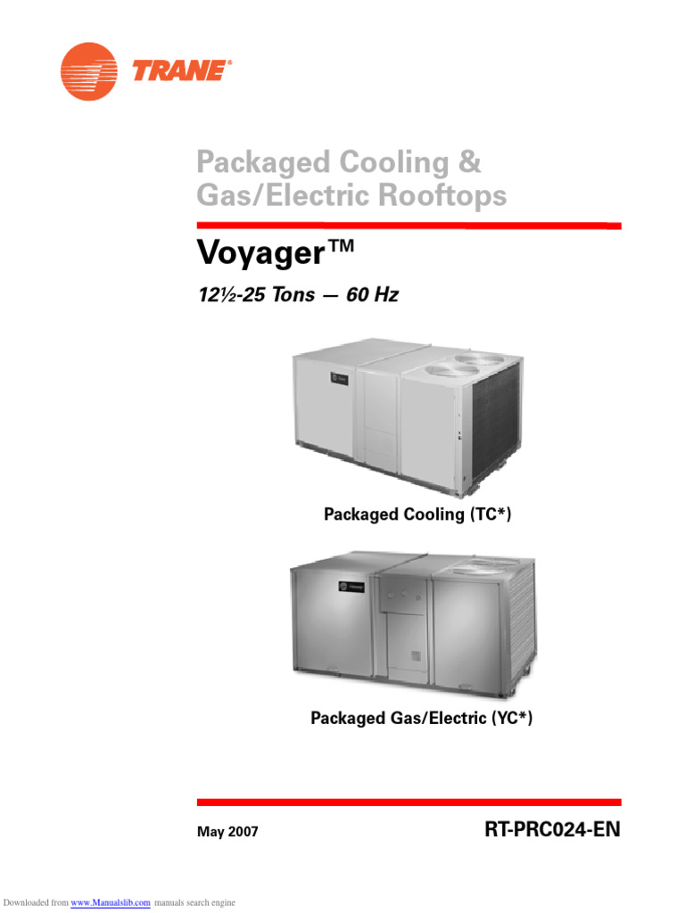 Rooftop Trane Voyager tch180 tch150 tch240 | PDF | Heat Exchanger | Air ...