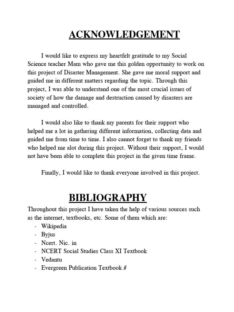 Acknowledgement + Bibliograhpgy | PDF