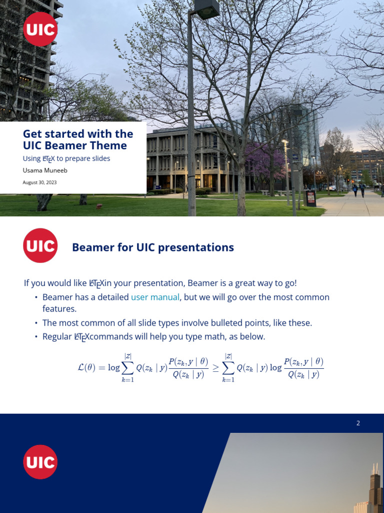 UIC Beamer Theme: LATEX Slide Guide | PDF | Text | Software Engineering