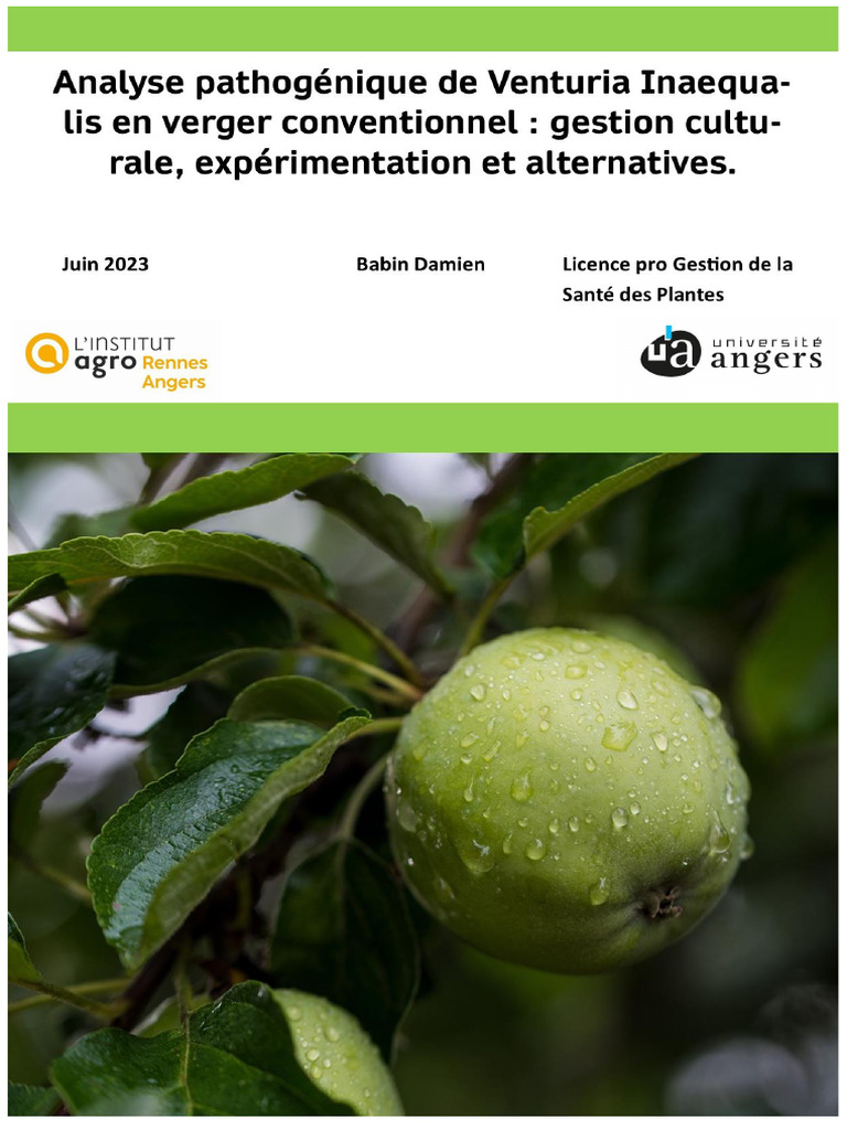 Lutte contre Venturia inaequalis en pomiculture | PDF | Spore