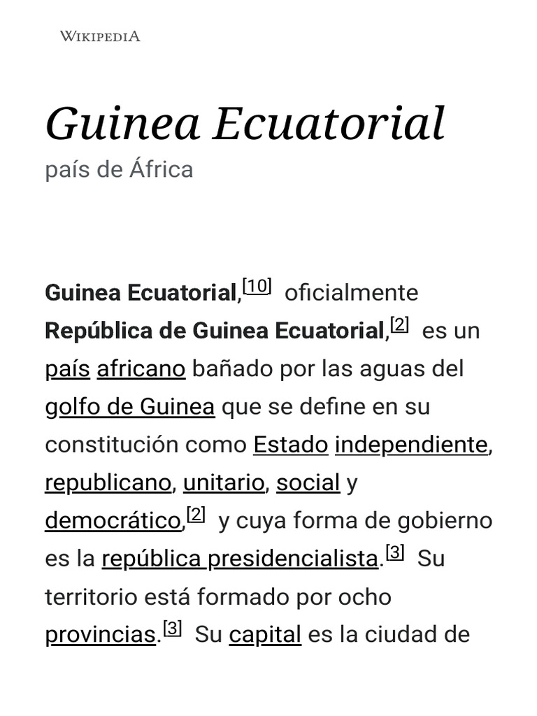 Guinea Ecuatorial - Wikipedia, La Enciclopedia Libre | PDF | Gobierno