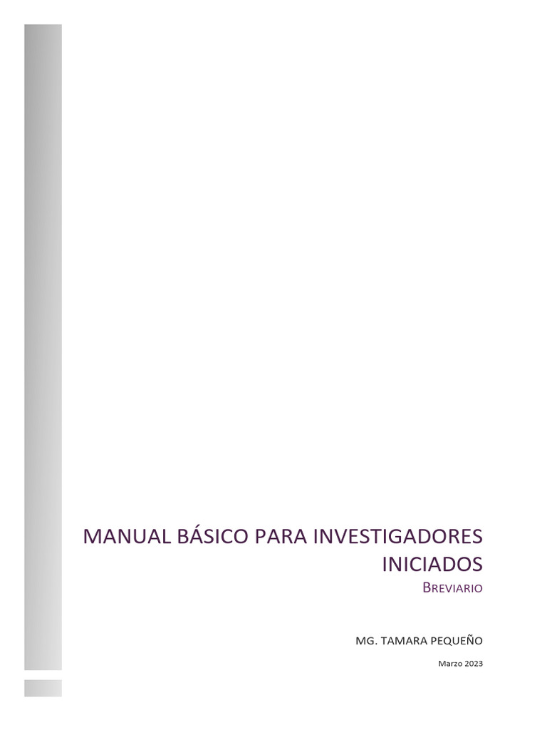 Manual para Investigadores - Breviario - Primera Separata | PDF | Teoría | Método científico