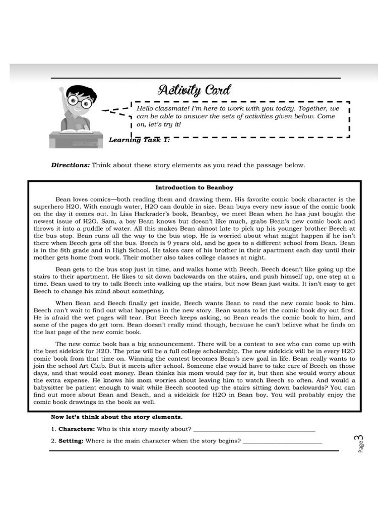 ENGLISH - Activity Card | PDF