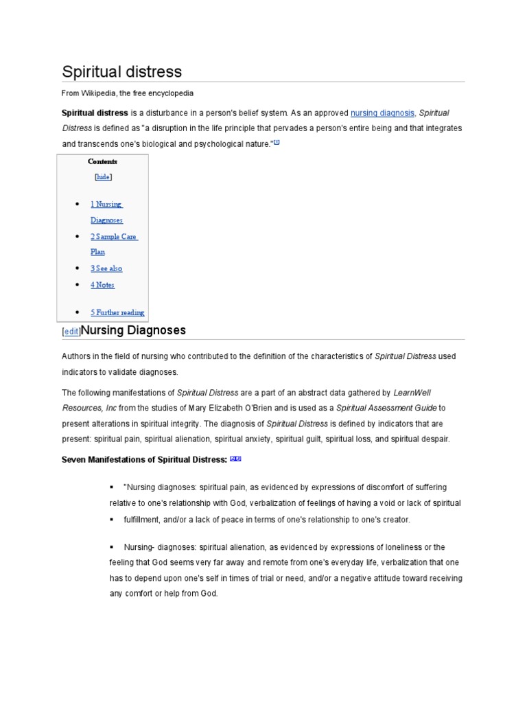 Spiritual distress nursing diagnosis | PDF | Psychology | Medicine