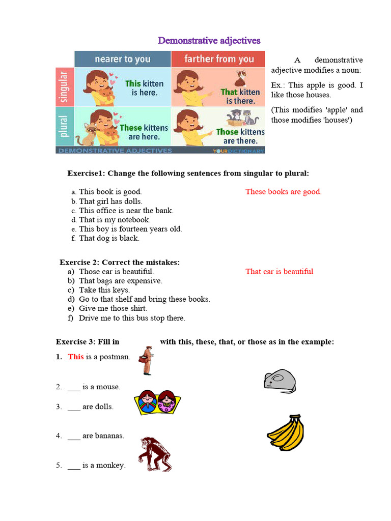 Demonstrative Adjectives | PDF | Adjective | Linguistics