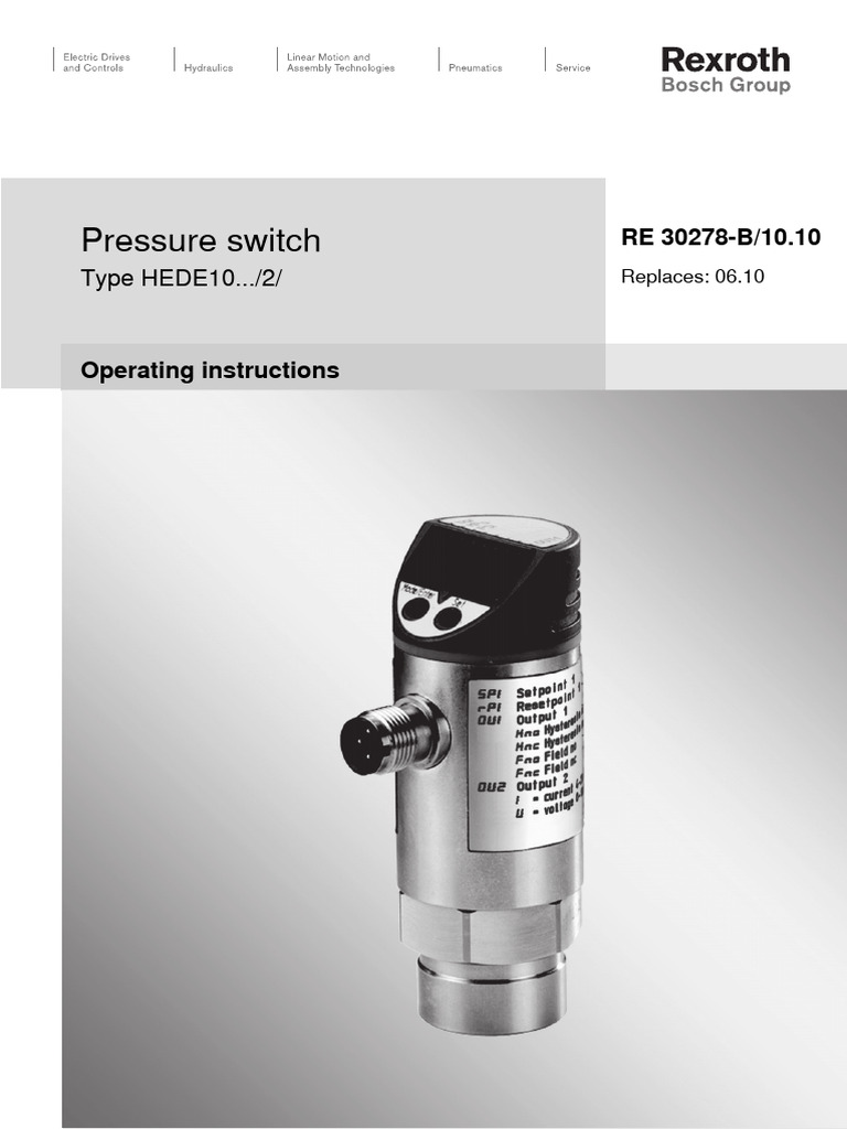 Pressure Switch RE B - Type HEDE10... - 2 - Operating Instructions. Replaces - 06.10 | PDF ...