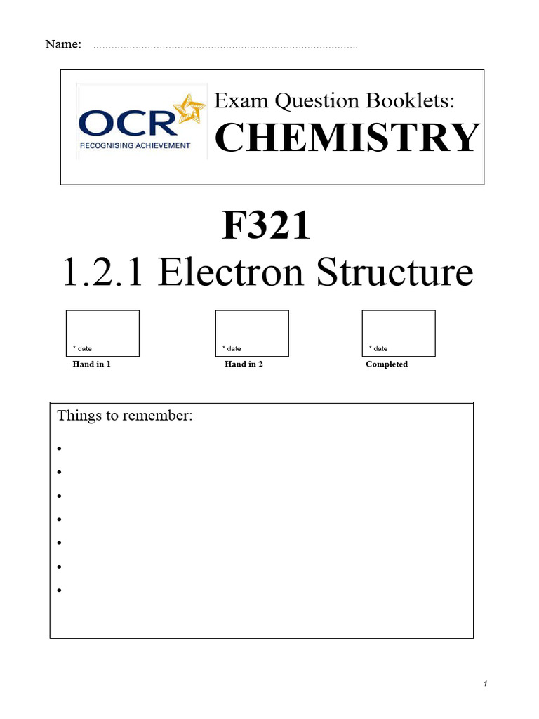 Chemistry Exam: First Ionisation Energy | PDF | Ion | Electron Configuration