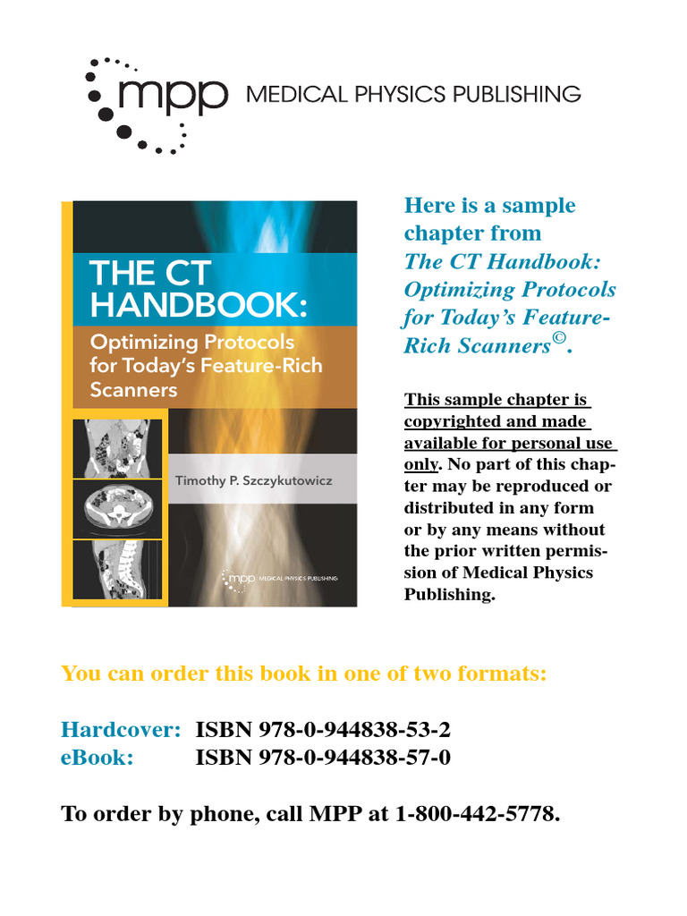 The Ct Handbook Optimizing Protocols For Today S Feature Rich Scanners Chapter 1 Pdf Ct Scan