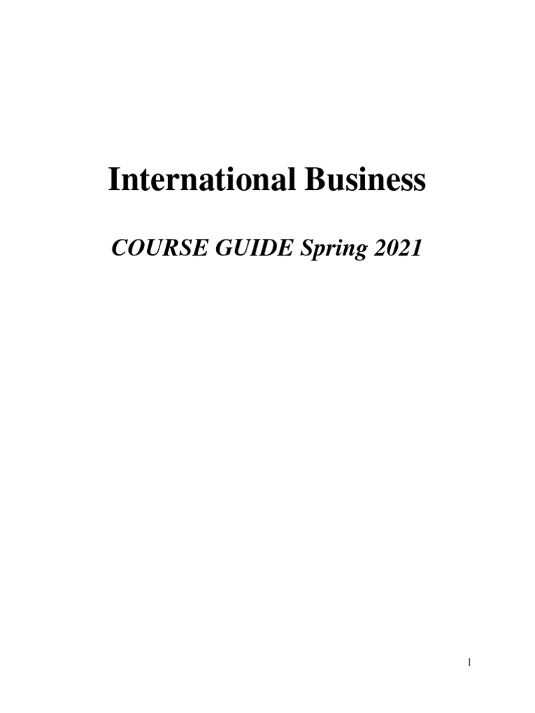 Course Guide International Business | PDF | Theory | Learning