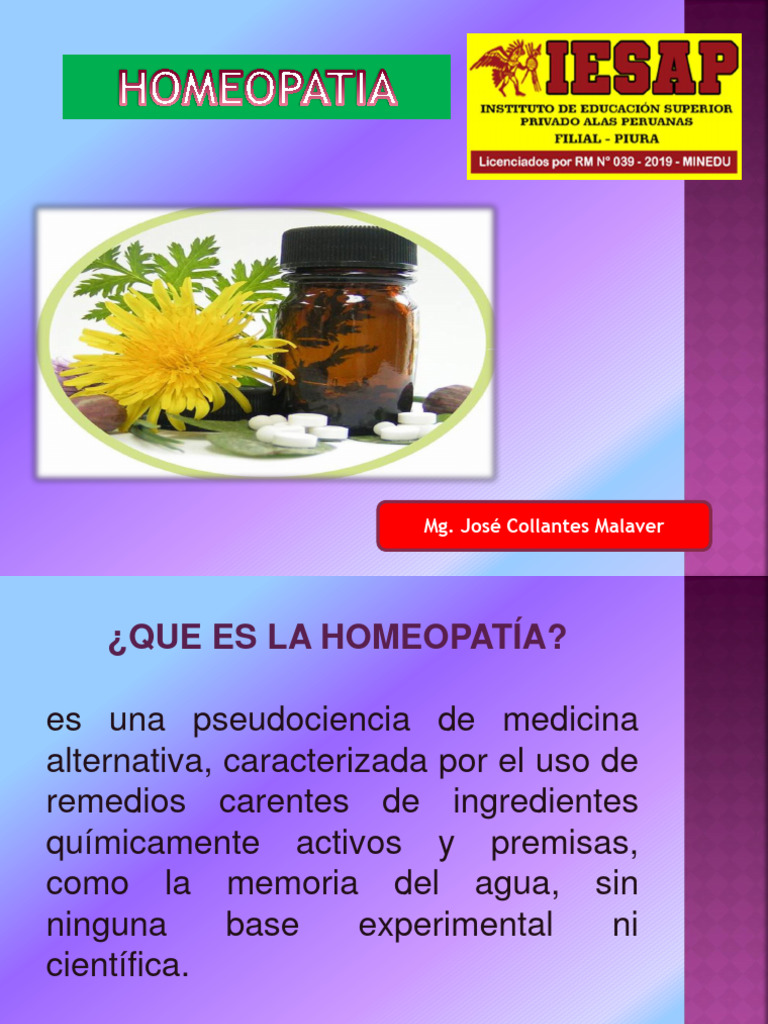 Sesión 20 Medicina Alternativa PPT - HOMEOPATIA | PDF | Tableta (Farmacia) | Homeopatía