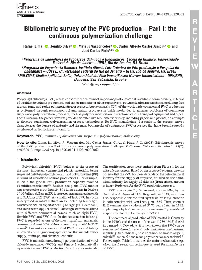 Bibliometric Survey of The PVC Production | PDF | Polyvinyl Chloride ...