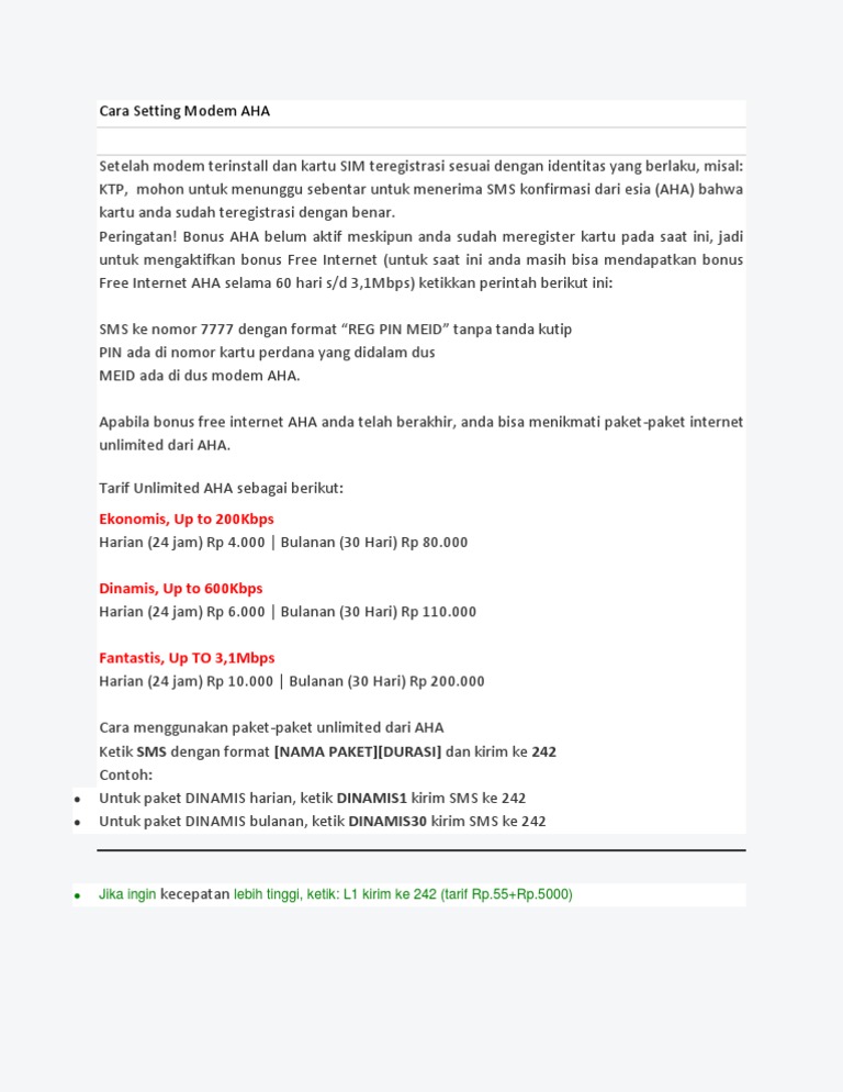 Cara Setting Modem AHA | PDF | Bisnis | Komputer