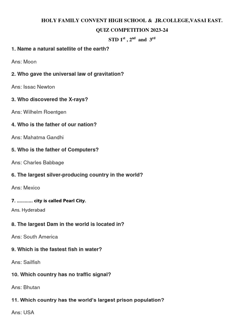 STD 1,2,3 Quiz | PDF | Physical Sciences | Astronomy