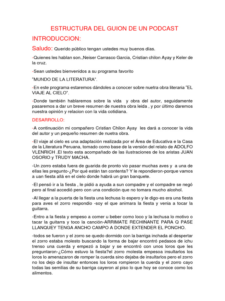Estructura Del Guion de Un Podcast | PDF