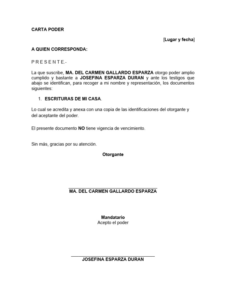 Carta Poder para Recoger Documentos | PDF
