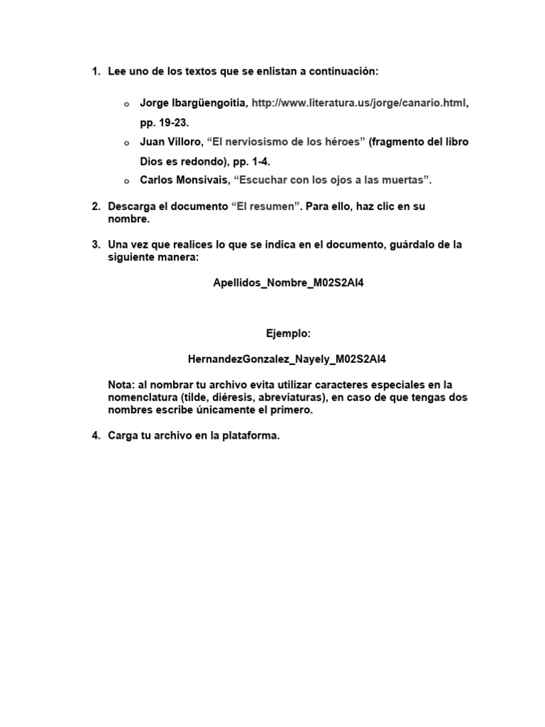 Instrucciones para Enlistar Documentos | PDF | Artes del Lenguaje y ...