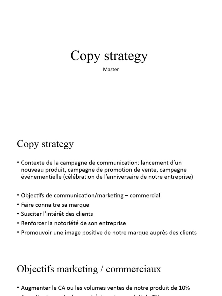 Copy Strategy | PDF | Commercialisation | Média de masse
