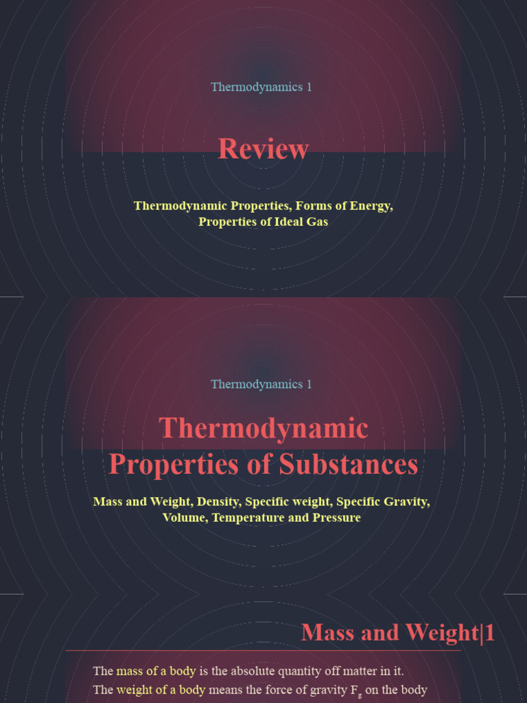 0 - Review - Thermo 1 | PDF | Temperature | Density