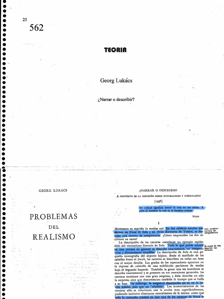 George Lukacs - ¿Narrar o Describir? | PDF