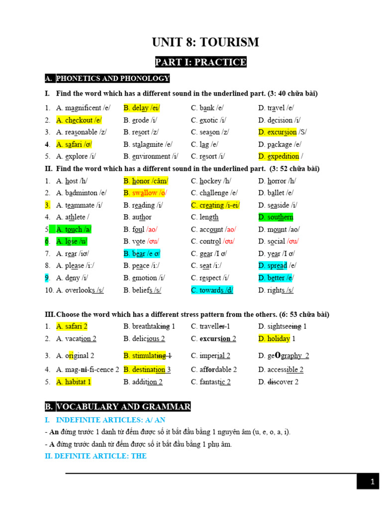 Grade 9 - Unit 8 - Tourism | PDF