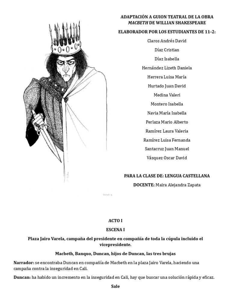 Adaptación A Guion Teatral de La Obra Macbeth de Willian Shakespeare 11-2 | PDF | Macbeth
