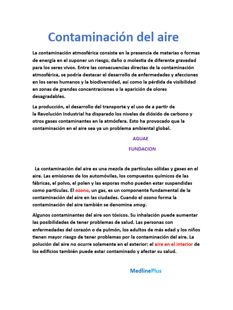 Contaminacion Del Aire | PDF | La contaminación del aire | Contaminación