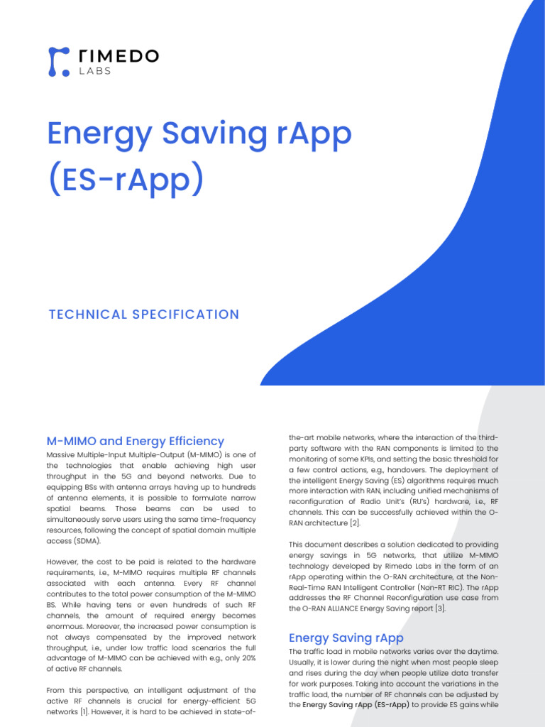 ORAN ES Rapp TechSpec | PDF | Energy Conservation | Efficient Energy Use