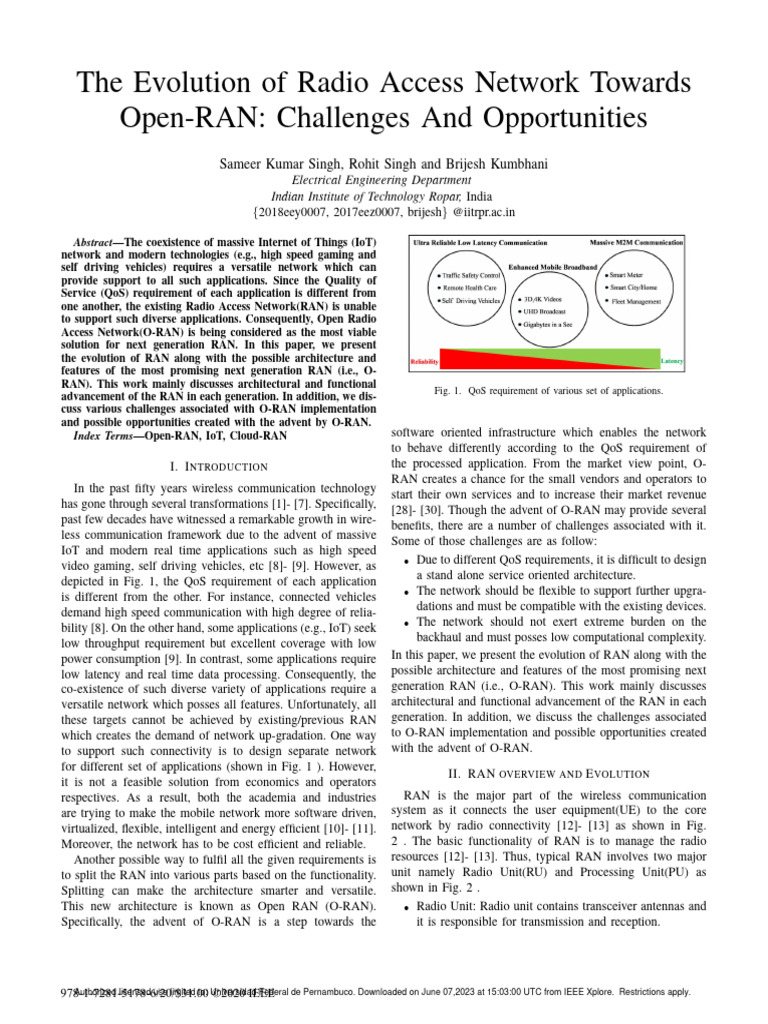 Ran Evolution 2 Open Ran Challenges And Opportunities Pdf Computer Network Internet Of Things