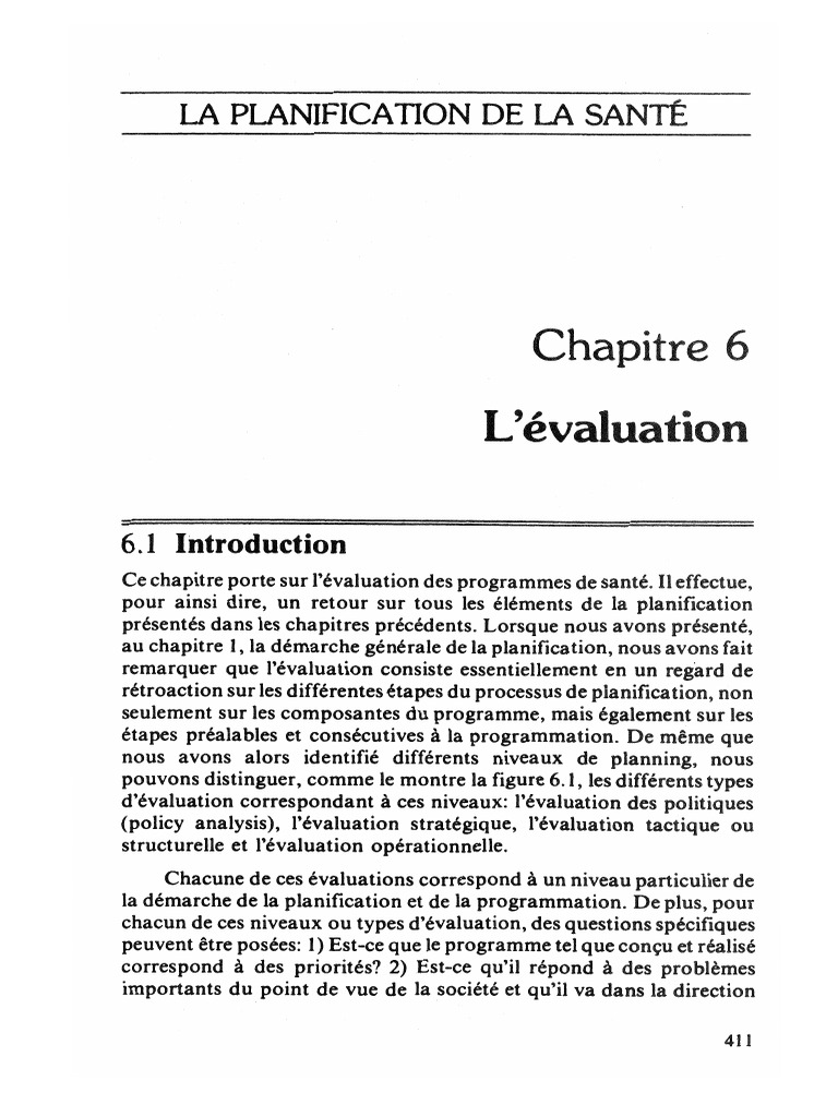 La Planification de Santé, Concepts-Methodes-Stratégies PDF Partie Évaluation | PDF