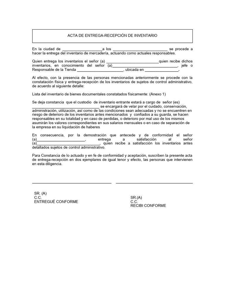 PRO-PDD-02-02-FOR-05 Acta de Entrega de Inventarios | PDF PRO-PDD-02-02-FOR-05 Acta de Entrega de Inventarios | PDF