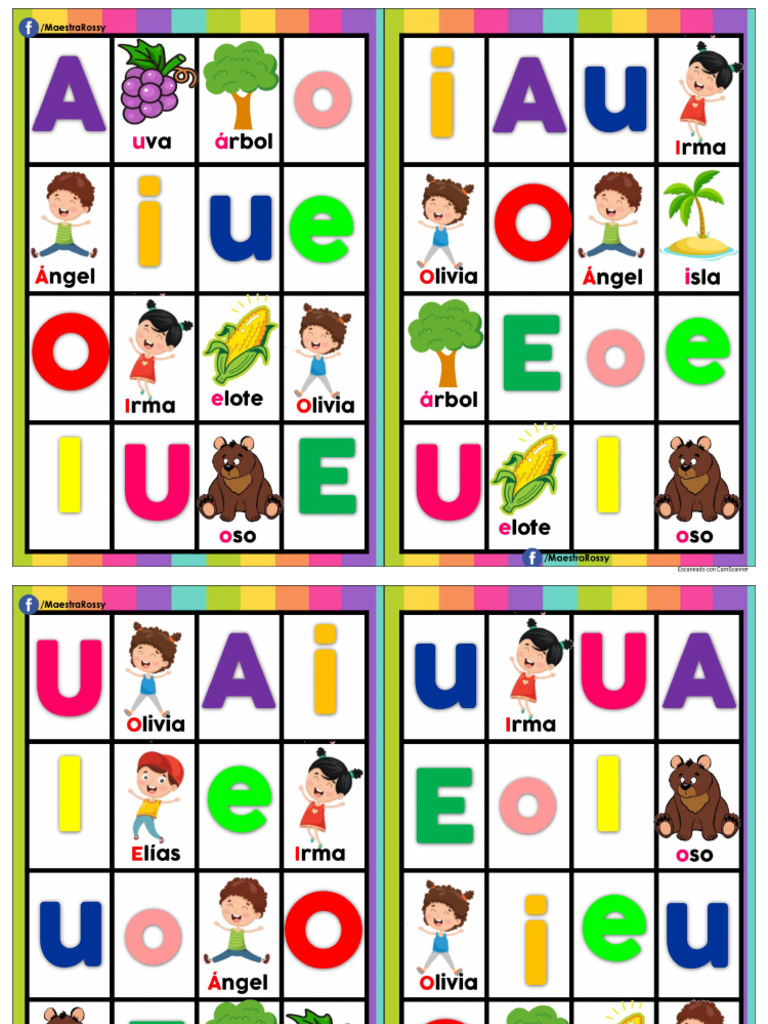 Loteria Con Vocales Preescolar | PDF